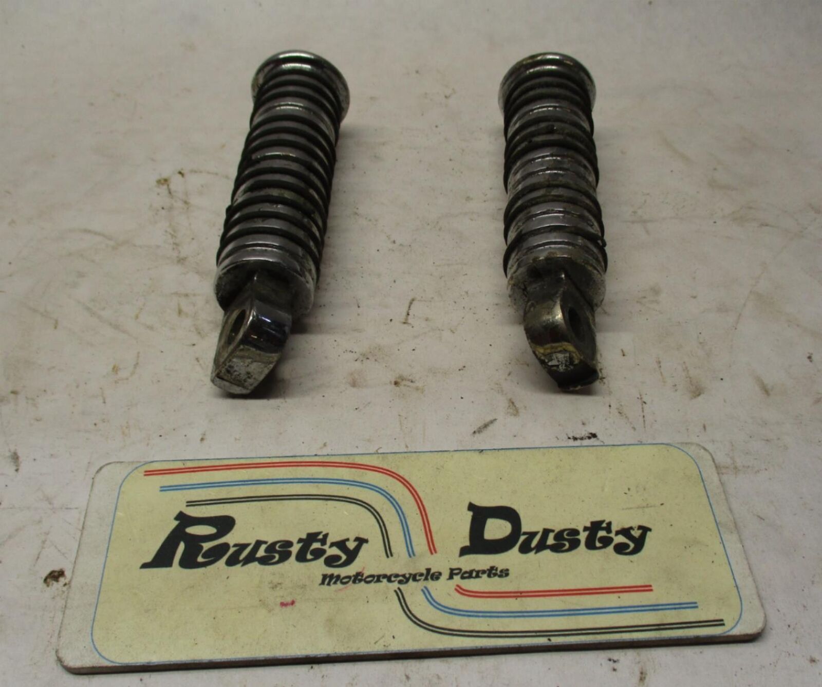 Pair Harley Davidson Shovelhead Sportster Foot Pegs Round Chrome Ribbe ...