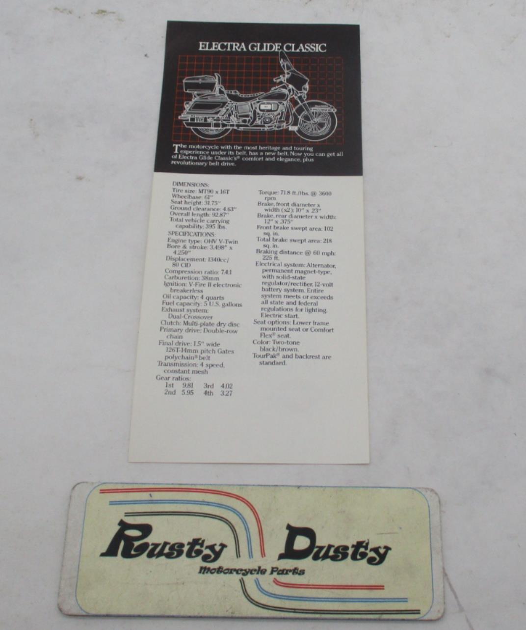 Harley Genuine Electra Glide Classic Dealer Sticker Tearaway Price She ...
