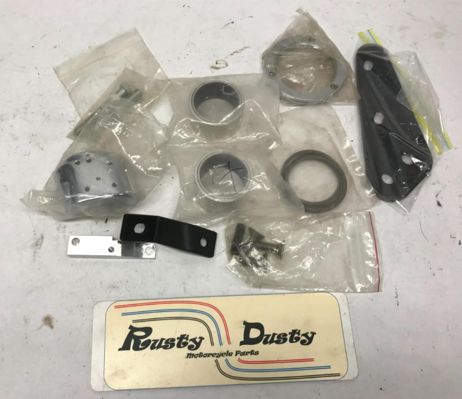 Large Lot of Harley Custom Parts New Brackets Hardware – Rusty Dusty Parts
