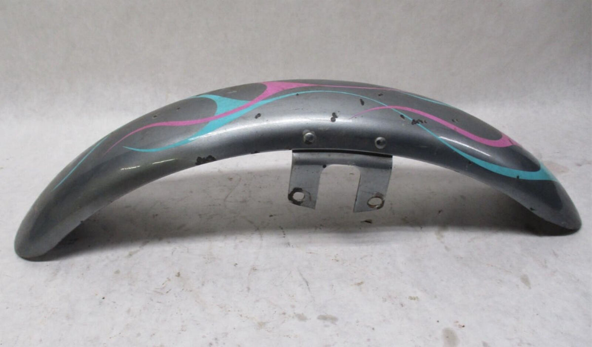 Harley Davidson Narrow Glide Dyna Front Fender Gray with Pink Blue Fla ...