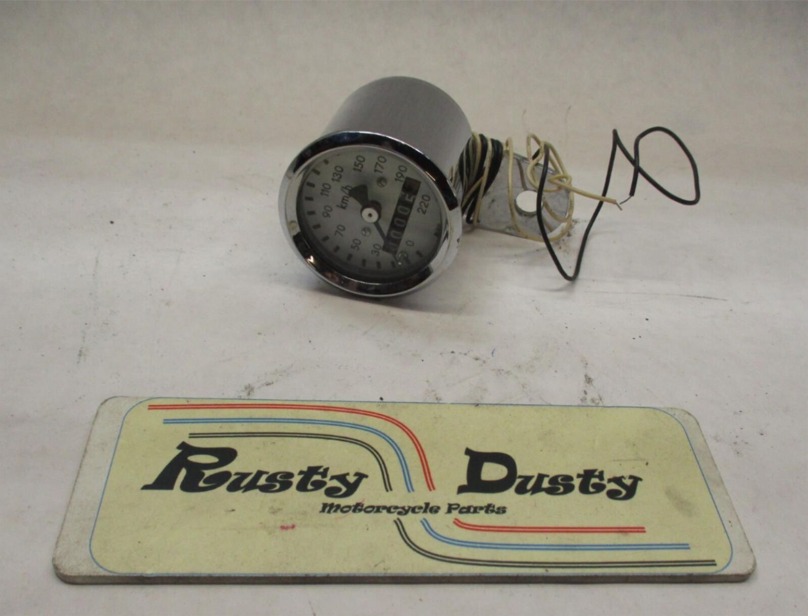 MMB Ultra Mini Mechanical Drive Speedometer Chrome Housing And White F ...